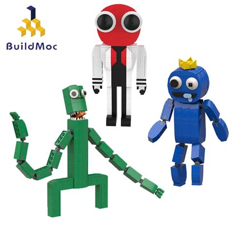 Buildmoc 크리에이티브 레인보우 프렌즈 브릭 헤즈 그린 몬스터 옐로우 덕 피규어 빌딩 블록 레인보우 프렌드 키즈 장난감 선물 Aliexpress