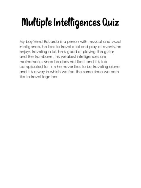 Multiple Intelligences Quiz Pdf