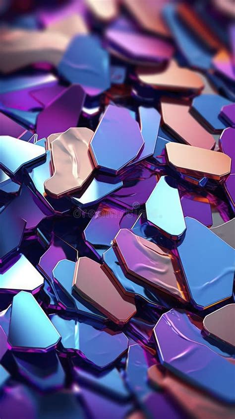 Futuristic Abstract Shapes With Metallic Textures And Vibrant Colors Ai Generated Stock