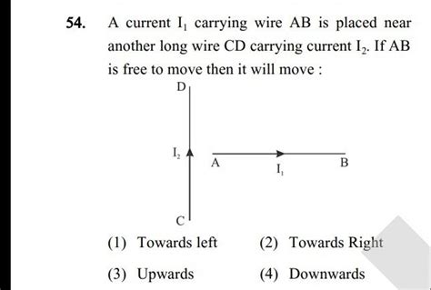 A Current I1 Carrying Wire Ab Is Placed Near Another Long Wire Cd Carryi