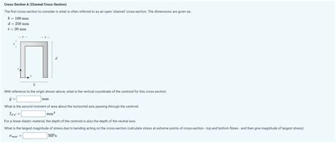 Solved Cross Section A Channel Cross Section The First Chegg Com
