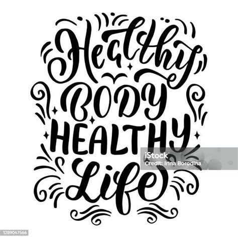 비문 건강한 신체 건강한 삶 흰색 배경 벡터 그래픽에 검은 글자 엽서 포스터 티셔츠 프린트 노트북 커버 포장 스티커용 건강한 생활방식에 대한 스톡 벡터 아트 및 기타 이미지