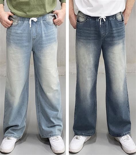 와이드 핏 밴딩 청바지 고무줄 통큰 연청 중청 흑청 데님 봄 가을 빅사이즈 ~2xl 에이블리