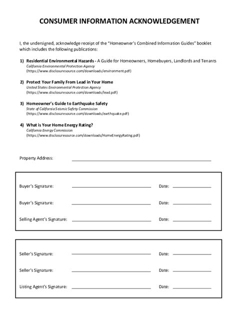 Consumer Information Acknowledgement I The Unders Fill Out And Sign Printable Pdf Template