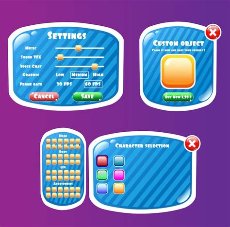 Premium Vector Game Ui Settings And Shop