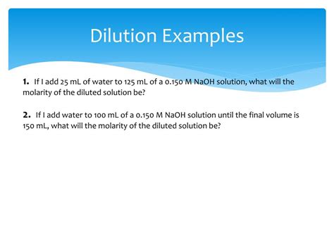 Ppt Molarity And Dilutions Powerpoint Presentation Free Download