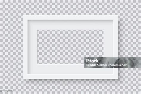 미니멀한 디자인의 직사각형 액자 투명 배경에 고립 된 흰색 사진 프레임 빈 모형 3d 사실적인 템플릿 벡터 일러스트 레이 션 0명에 대한 스톡 벡터 아트 및 기타 이미지