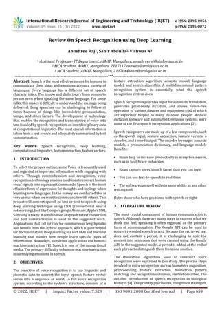 Review On Speech Recognition Using Deep Learning PDF