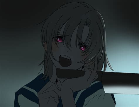 Kakeami Ryuuguu Rena Higurashi No Naku Koro Ni Highres 1girl Blue Background Blush Brown