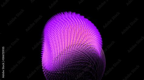 Animated Spherical Object Covered With Wiggling Field Made Of Vires With Various Transitions