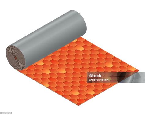 등색 벡터 일러스트 롤 레드 대상 포진 역청 지붕 덮개는 흰색 배경에 격리되어 있습니다 플랫 만화 스타일의 벡터 아이콘을 덮는