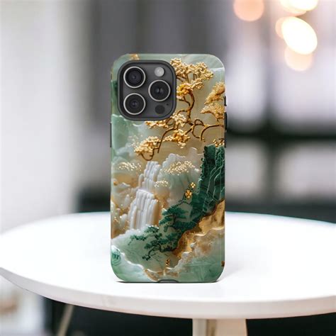 Asian Jade Carving Tough Case Landscape Scenery Art Phone Case