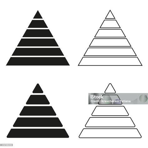 pyramid chart vector set layered hierarchical shapes black and white pyramids infographic