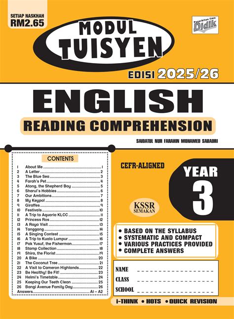 Modul Tuisyen Edisi 2025 26 English Year 3 Reading Comprehension Pustaka Vision