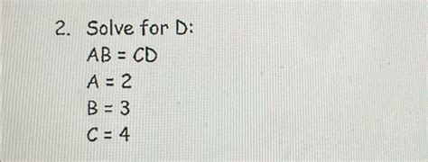 Solved Solve For D ﻿abcda2b3c4