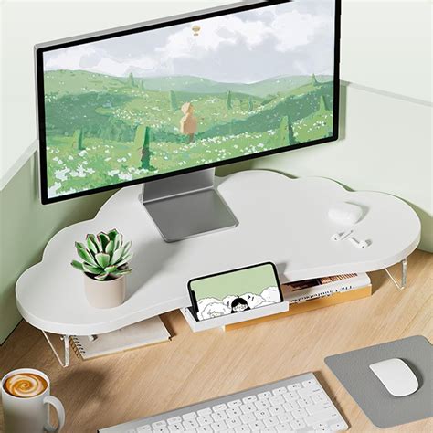 Jp Monitor Stand White Monitor Stand Riser With Acrylic Legs