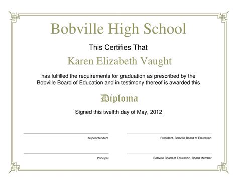 Free Printable High School Diploma Templates Pdf Word With Seal