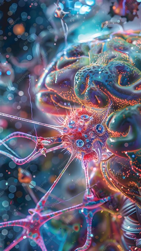 Abstract Illustration of Human Brain Highlighting Neurons and Synaptic ...