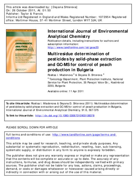 Pdf Multiresidue Determination Of Pesticides By Solid Phase