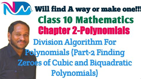 Class 10 Mathematicschapter 2 Polynomialsdivision Algorithm For