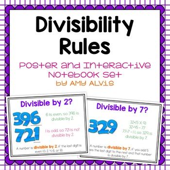 Divisibility Rules Posters And Interactive Notebook INB Set By Amy Alvis