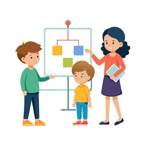 Teacher Explaining Flowchart To Students In Classroom Education Vector