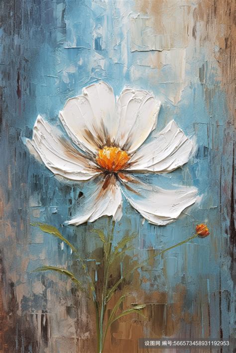 清新奶油风抽象花卉油画肌理装饰画png下载 编号566573458931192953 设图网