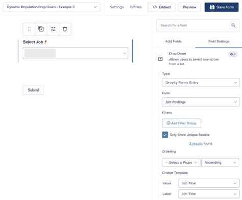 how to dynamically populate drop down fields in gravity forms