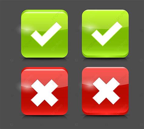 Vector Red And Green Check Mark Icons Validate Design Voting Vector