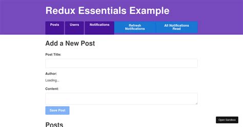 Redux Example Codesandbox