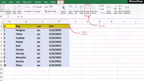 Ms Excel Top 4 Freeze Panes In Excel Nimmoblogs