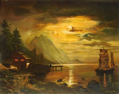 W Williams Hudson Valley Moonlit Landscape Painting 1897 Mutualart