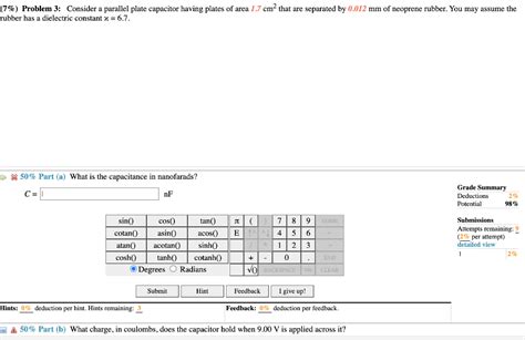 Solved 7 Problem 3 Consider A Parallel Plate Capacitor