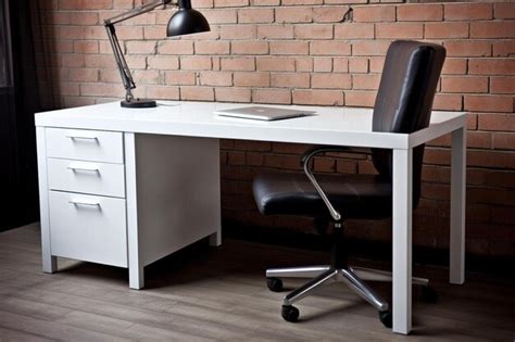 Premium Photo White Office Desk With Wireless Keyboard