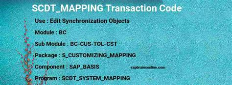 Scdtmapping Sap Tcode For Edit Synchronization Objects