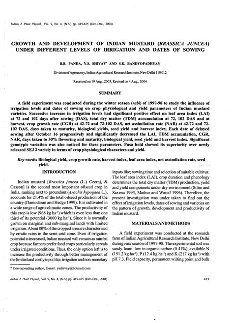 Pdf Effect Of Irrigation Level Sowing Dates And Varieties On Yield