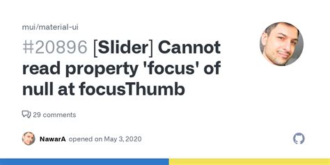 Slider Cannot Read Property Focus Of Null At Focusthumb · Issue 20896 · Muimaterial Ui