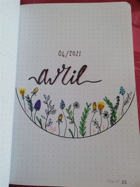 Avril Bullet Journal Avril Page De Garde Avril Bullet Journal Dessin