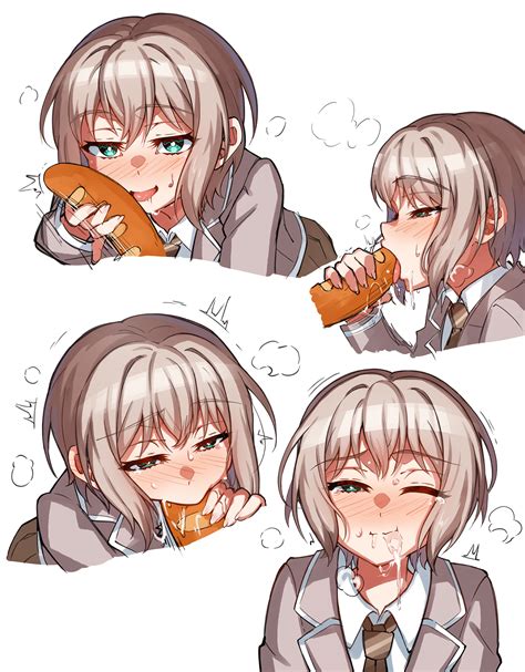 Junji 17 Aoba Moca Bang Dream Commentary Highres 1girl Aqua Eyes Blush Bread Brown