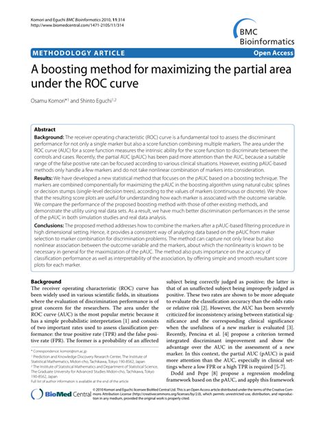 Pdf A Boosting Method For Maximizing The Partial Area Under The Roc Curve