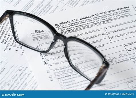Us Form Ss 4 Application For Employer Identification Number Editorial