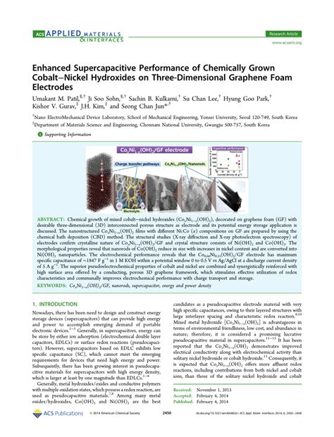 Pdf Enhanced Supercapacitive Performance Of Chemically Grown Cobalt
