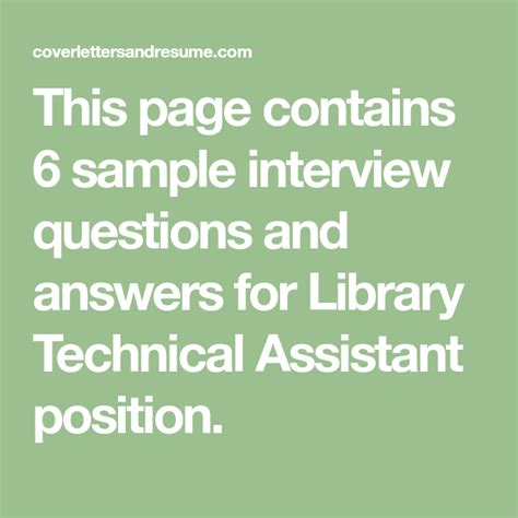 This Page Contains 6 Sample Interview Questions And Answers For Library