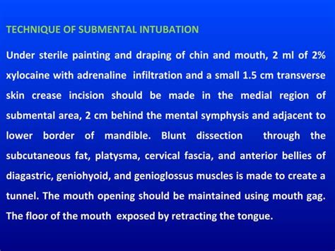 Alternative Technique Of Intubation Retromolar Retrograde Submental And Other Technique Ppt