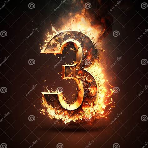 Flaming Number 3 In The Style Of Fire Vector Illustration Stock Illustration Illustration Of