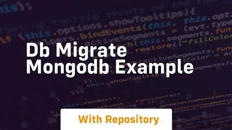 Db Migrate Mongodb Example Youtube