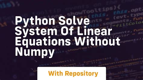Python Solve System Of Linear Equations Without Numpy Youtube