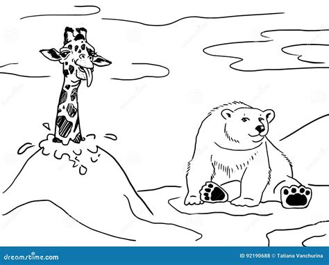 Giraffe And Polar Bear Stock Illustration Illustration Of African