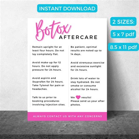 Botox Aftercare Cards Etsy