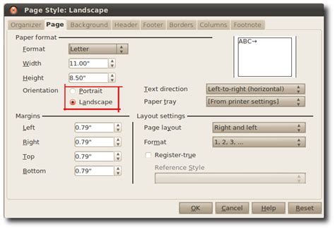 WeB LoG S JuUiER Setting Page Layout In OpenOffice